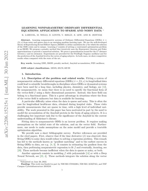Learning Nonparametric Ordinary Differential Equations Application To