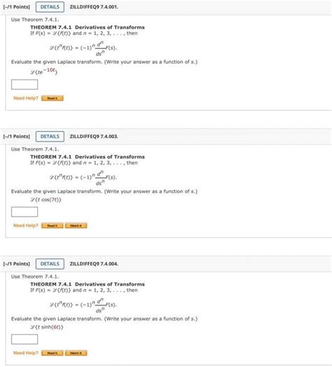 Solved Use Theorem 741 Theorem 741 Derivatives Of
