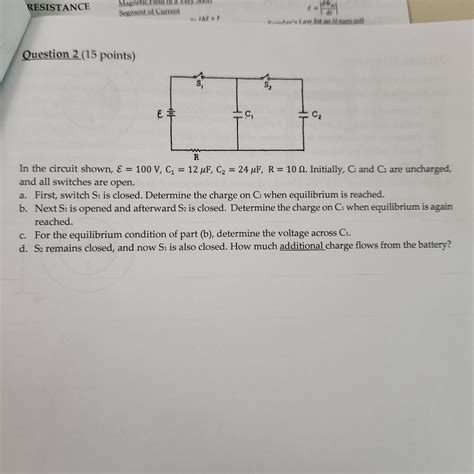 Solved Question 2 15 points In the circuit shown ε 100 Chegg