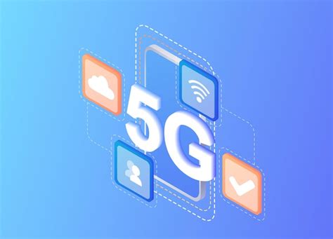 네트워크 5g 5 세대 통신 빠른 인터넷 연결 속도 및 낮은 대기 시간 네트워크 벡터 일러스트 레이 션 세트 프리미엄 벡터