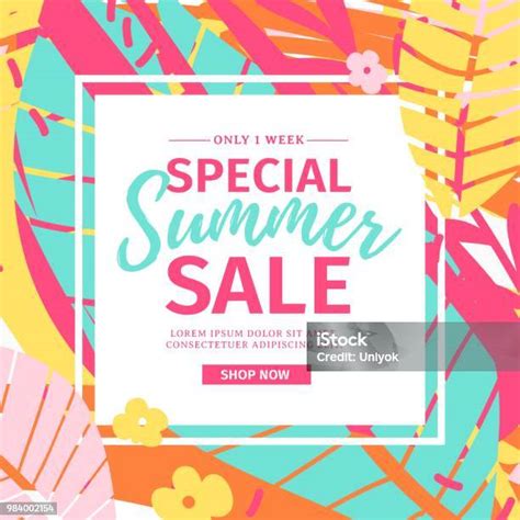 템플릿 디자인 웹 여름 배너 다채로운 질감을 제공 합니다 여름 시즌 제공 및 추상 브러쉬 배경 꽃 장식 및 그래픽 리프 요소에 판매 플라이어 벡터입니다 계절에 대한 스톡