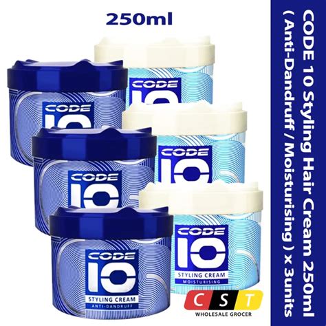 Code 10 Styling Hair Cream 250ml Anti Dandruff Moisturising X 3 Units Lazada