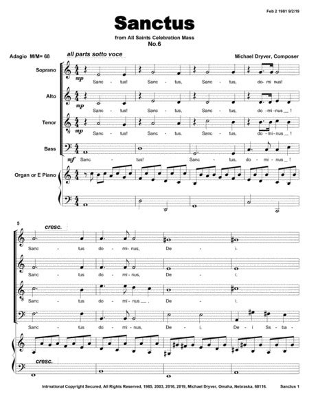 Sanctus From All Saints Celebration Mass Small Ensemble Digital