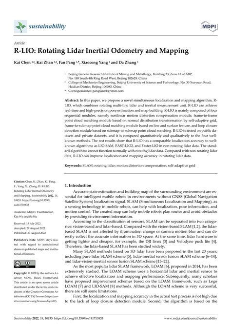 PDF R LIO Rotating Lidar Inertial Odometry And Mapping