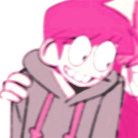 An Animated Image Of A Person With Pink Hair And Glasses Holding Onto