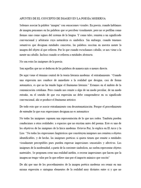 Apuntes De El Concepto De Imagen En La Poesía Moderna Pdf Imagen