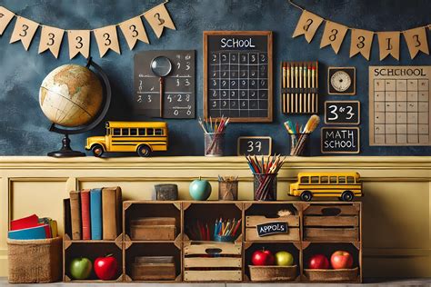 Pencils Globe Blackboard Back To School Backdrop Rr7 236