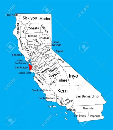 San Mateo County California United States Of America Vector San