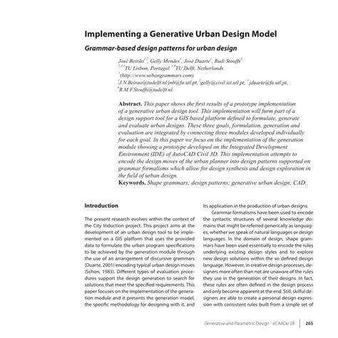 PDF Implementing A Generative Urban Design Model Grammar Based