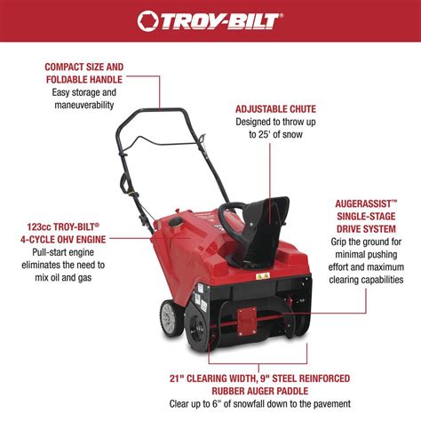 Troy Bilt® Squall™ 123cc 21″ Single Stage Gas Snow Blower Snow Blowers