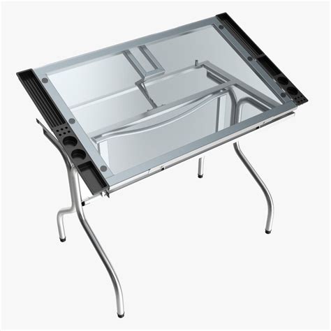Folding Glass Top Adjustable Drafting Table 3d Model Download Table