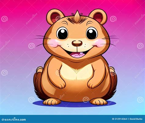 Cartoon Happy Smile Comic Gopher Groundhog Marmot Simple Drawing Sketch Stock Illustration