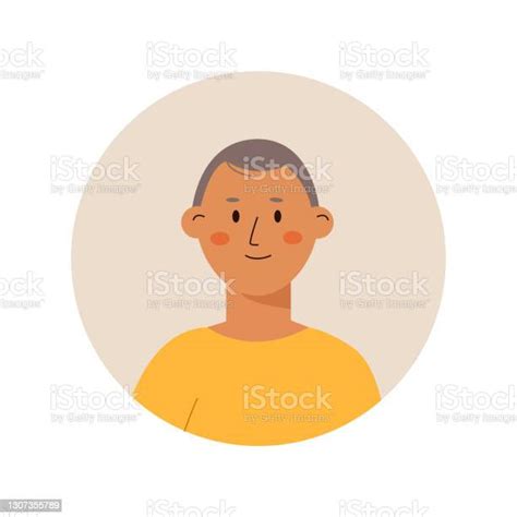 남자 아바타 아이콘 고립 된 흰색 배경에 노인 성인 남자의 초상화 만화 플랫 스타일의 벡터 일러스트레이션 귀여운에 대한 스톡