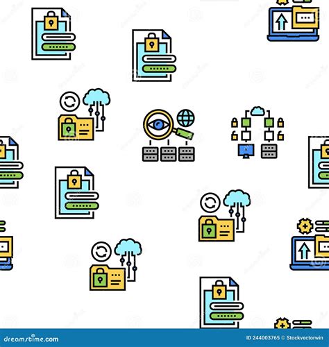 Ssh Sftp File Transfer Protocol Icons Set Vector Stock Vector