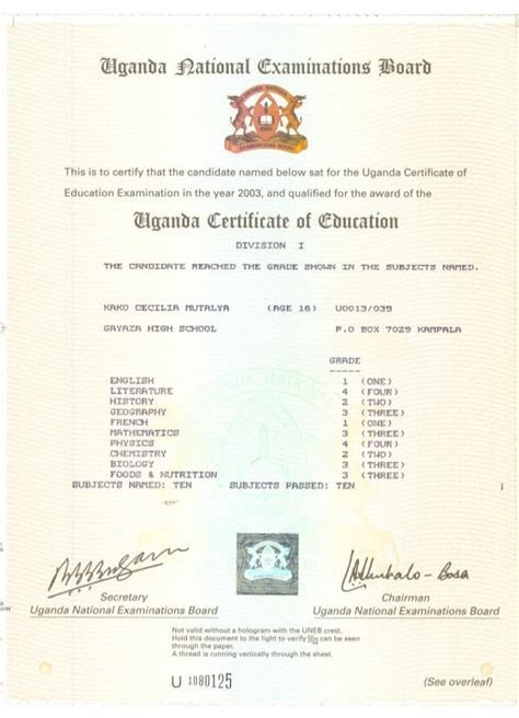 Kako Cecilia Mutalya Uganda Certificate Of Education