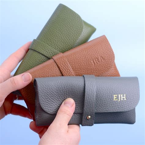 Personalised Mens Leather Glasses Case Monogram Glasses Case Custom
