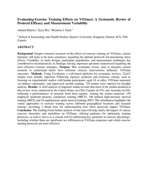 Pdf Evaluating Exercise Training Effects On Vo2max A Systematic Review Of Protocol Efficacy