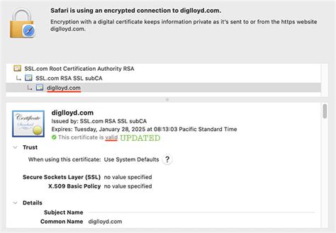 TLS SSL Certificate Updated Had Expired