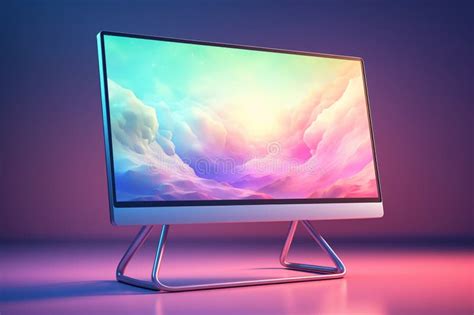 3d Illustration Of Desktop Computer Colorful Monitor Screen Product Design Stock Illustration