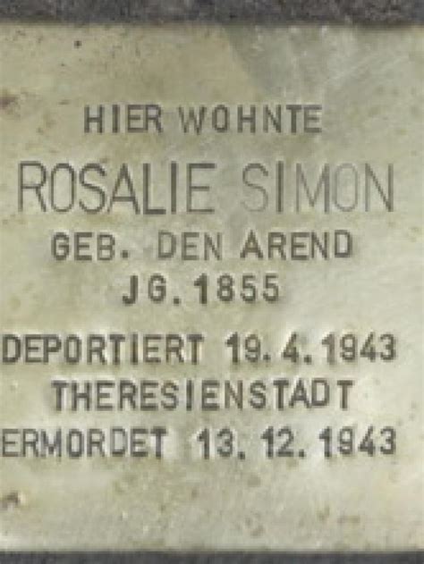 Rosalie Simon Née Den Arend Stolpersteine In Berlin