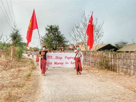 လက်ပံတောင်းတောင်ဒေသ လူထု သပိတ် စစ်ကြောင်းက အကြမ်းဖက် စစ်တပ်၏ သွေးစွန်းင