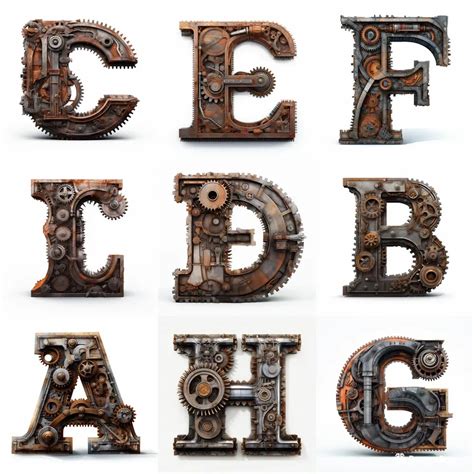 Alphabets Of Letters In Rusty Gears Midjourney Prompt Promptbase