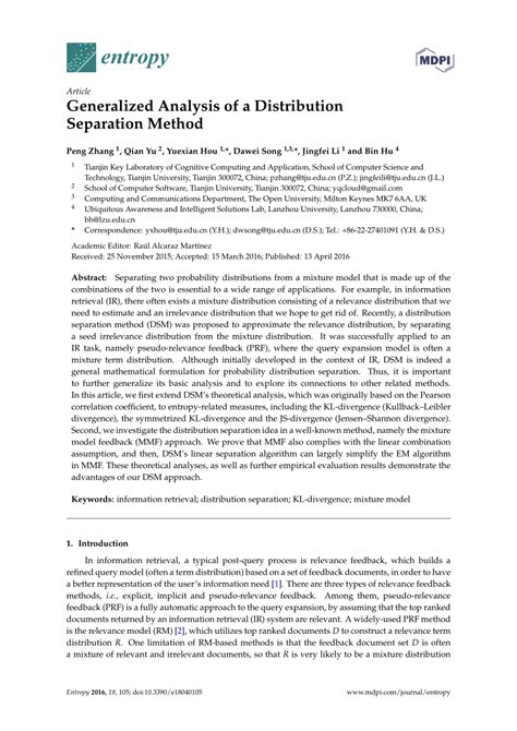 Pdf Generalized Analysis Of A Distribution Separation Method