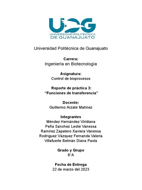 Práctica 3 Funciones De Transferencia Pdf Teoría De Sistemas