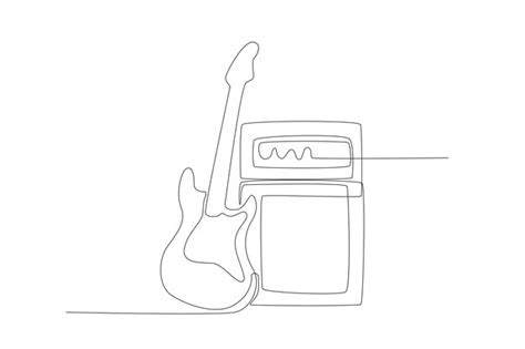 Premium Vector Simpleline Illustration Of Electric Guitar And Speaker