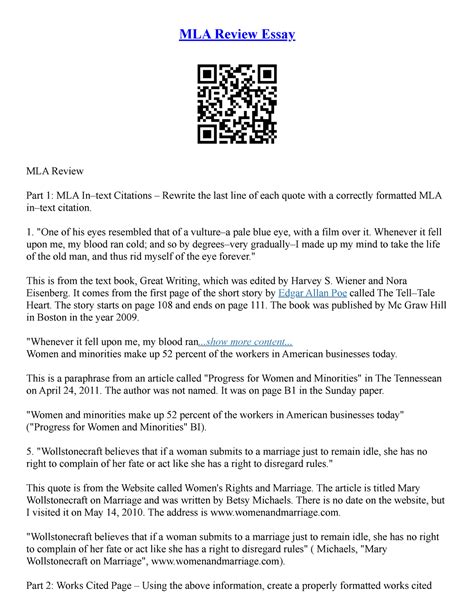 How Do You Write An Essay In Mla Format MLA Review Essay MLA Review Part MLA Intext