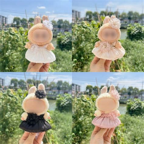 Labubu Blind Box Sitting Puff Labubu Doll Outfit Floral Ruched Skirt