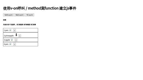 使用v on呼叫 method寫function 建立js事件