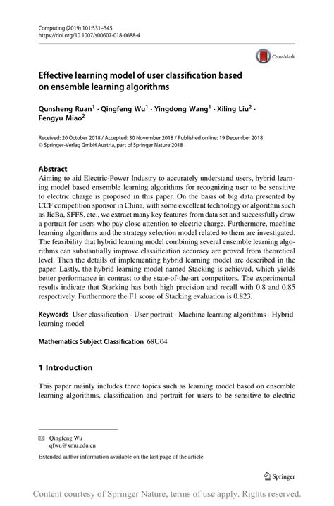 Effective Learning Model Of User Classification Based On Ensemble Learning Algorithms Request Pdf