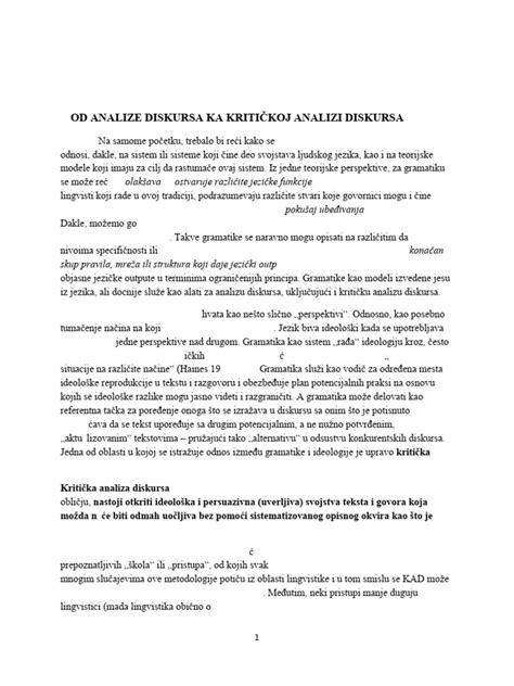 Kad Uvod Od Analize Teksta Do Kriticke Analize 2024 Pdf
