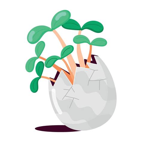 Webgrowing Tiny Sprouts In Eggshell Flat Sticker 47297968 Vector Art