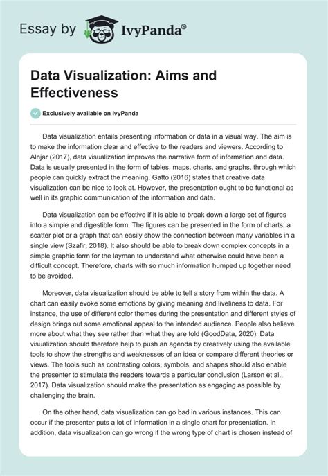 Data Visualization Aims And Effectiveness 576 Words Critical Writing Example