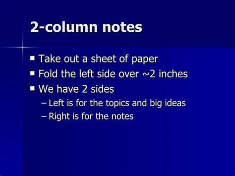 Taking 2 Column Notes