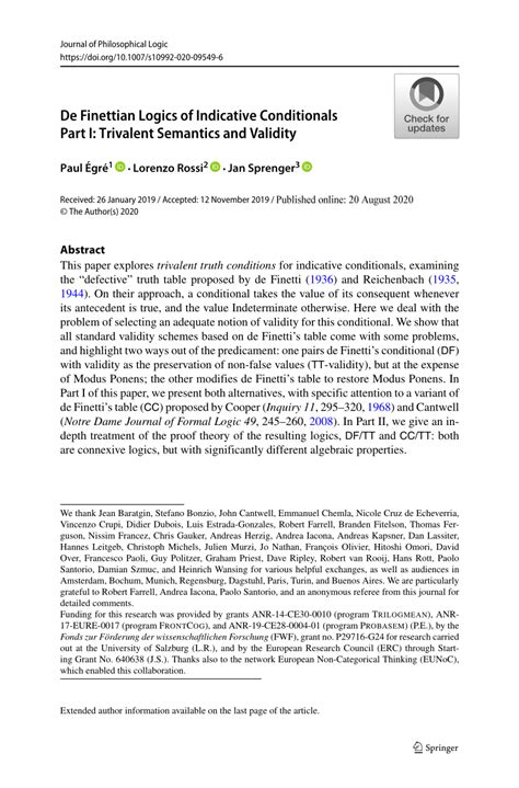 Pdf De Finettian Logics Of Indicative Conditionals Part I Trivalent Semantics And Validity