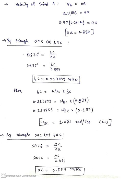 Bar Oa Has A Counterclockwise Angular Velocity Wo 34 Rads Rod Bc