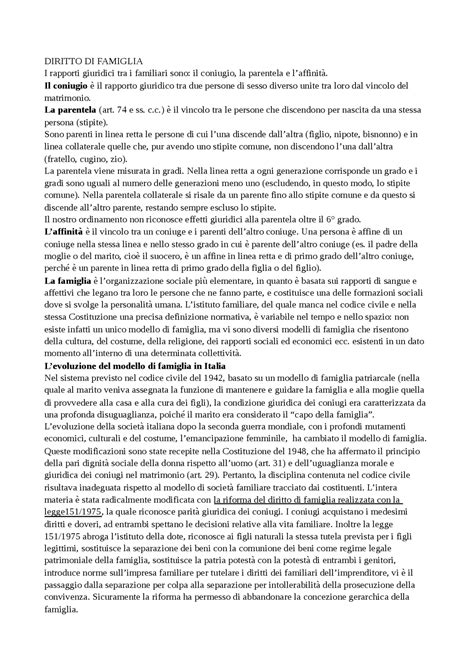 Diritto Di Famiglia Docsity