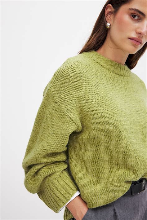 Round Neck Knitted Striped Sweater Pink Na Kd