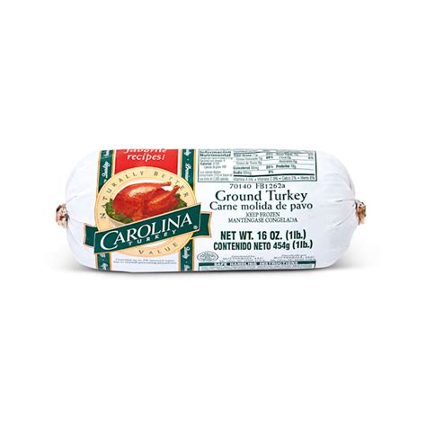 Ground Turkey Chub 85 Lean 1 Lb Carolina Turkey