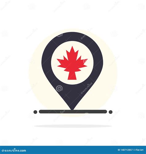 Map Location Canada Leaf Abstract Circle Background Flat Color Icon