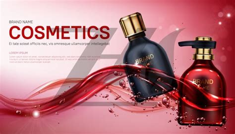 دانلود وکتور تبلیغاتی محصولات لوازم آرایشی و بهداشتی رنگ قرمز روشن