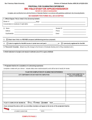 Fillable Online Grad Sfsu Cdn Cocodoc Comcocodoc Form PdfpdfCulminating