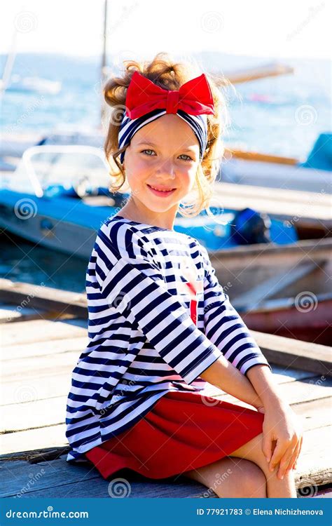 Young Girl Sitting On The Dock Stock Image Image Of Looking Dock