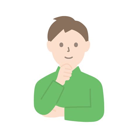 顎に手を当てる男性のイラスト｜フリーイラスト素材集 ソコスト