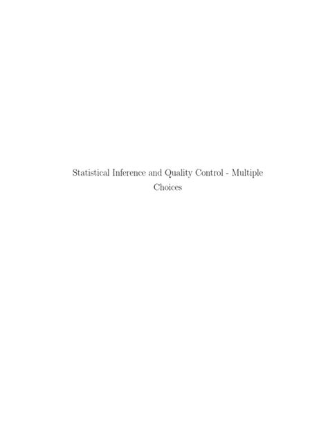 Mcq Statistical Inference And Quality Control Download Free Pdf Estimator Statistics