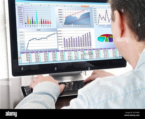 Analyzing Data On Computer Stock Photo Alamy