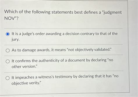 Solved Which Of The Following Statements Best Defines A Chegg